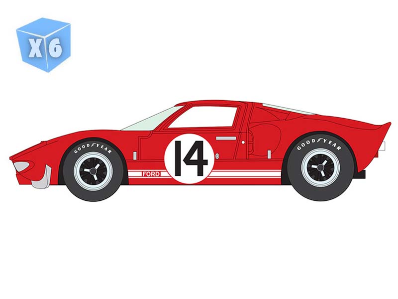 PRE-ORDER - 6 PACK 1965 Ford GT40 #14 - Red w/ White Stripes Diecast 1 ...