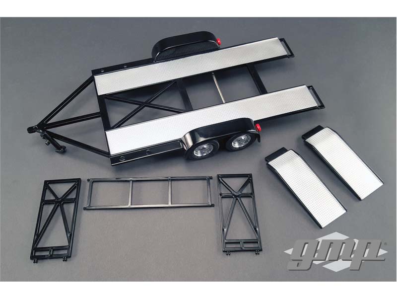 PRE-ORDER Tandem Car Trailer w/ Tire Rack - Black Diecast 1:18 Scale M ...