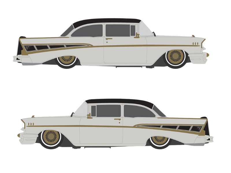 PRE-ORDER 1957 Chevrolet Bel Air - Lowrider - Gray Diecast 1:64 Scale ...
