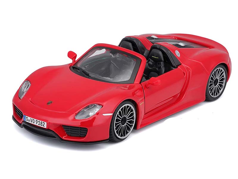 Porsche 918 Spyder Convertible - Red Diecast 1:24 Scale Model Car - Bb ...