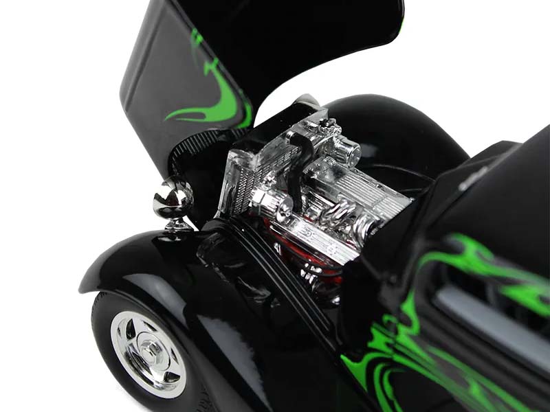 1934 Ford Coupe Street Rod - Black w/ Lime Green Diecast 1:25 Scale Mo ...